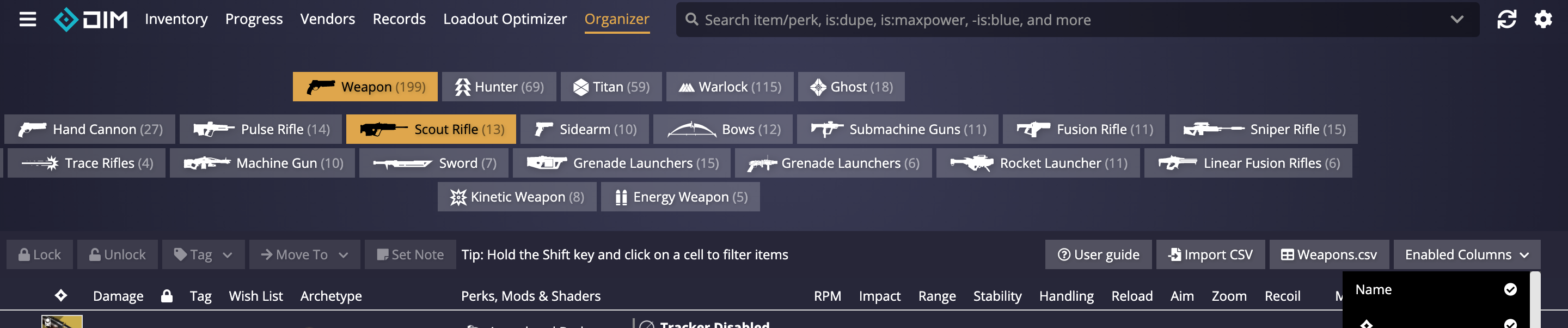 Various Organizer Display Improvements · Issue #6735 · DestinyItemManager/DIM · GitHub