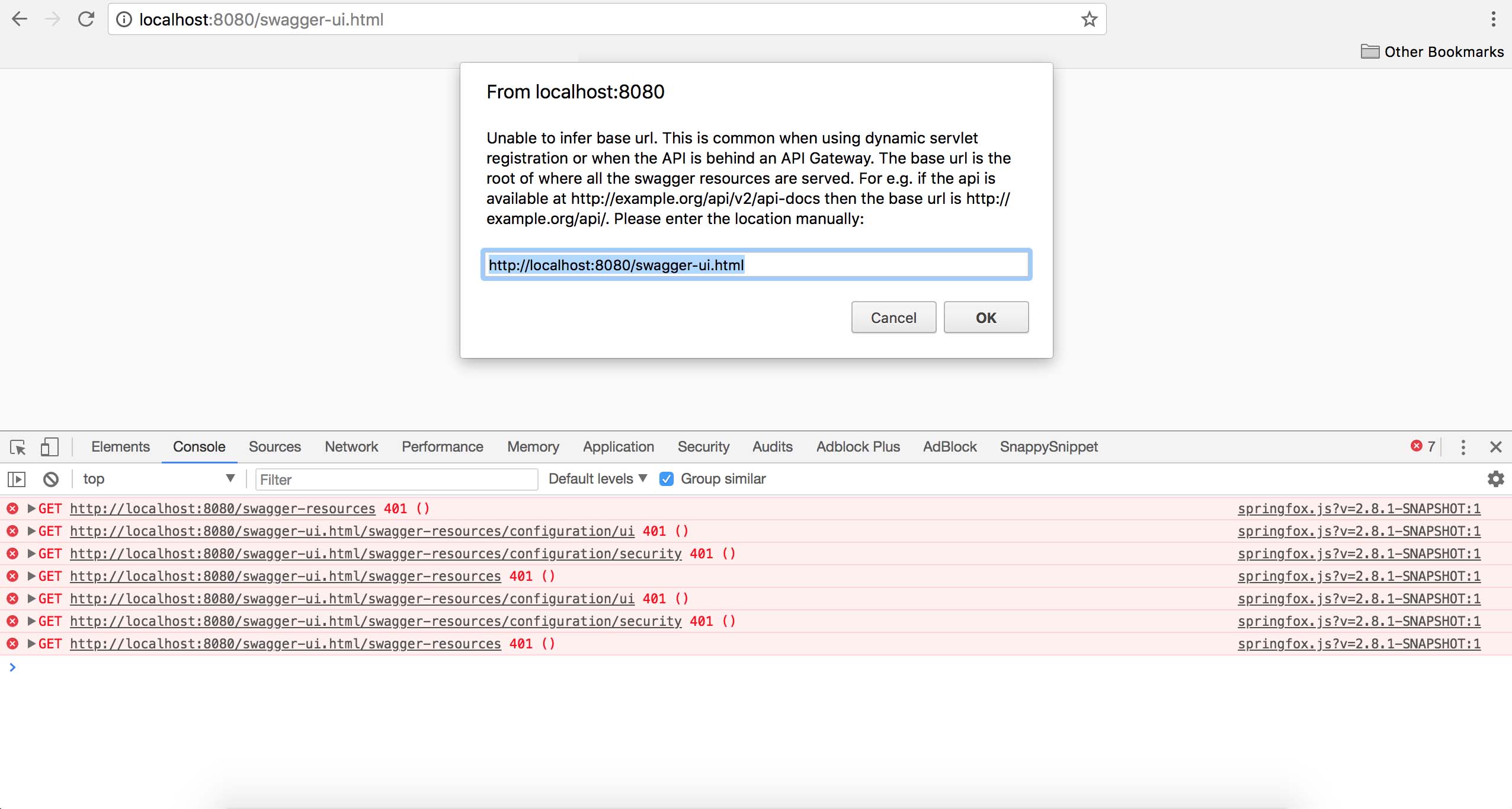 Swagger-UI Unexpected Token u in JSON at position 0 · Issue #2333 · springfox/springfox · GitHub