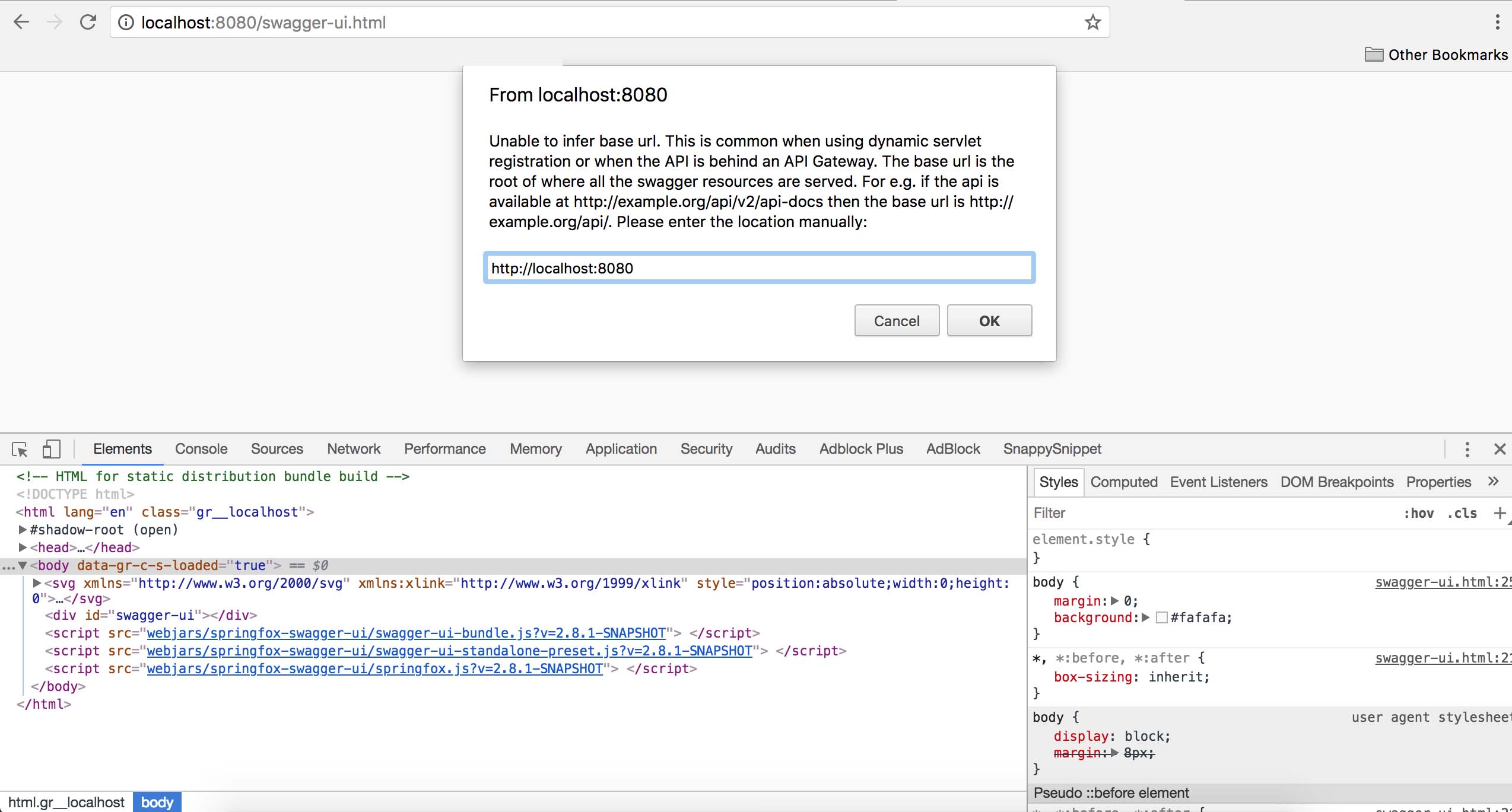 Swagger-UI Unexpected Token u in JSON at position 0 · Issue #2333 · springfox/springfox · GitHub