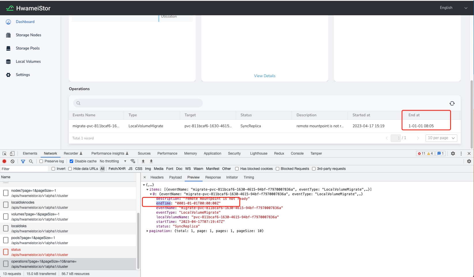 [hwameistor UI] Operations "End at" data error · Issue #797 · hwameistor/hwameistor · GitHub