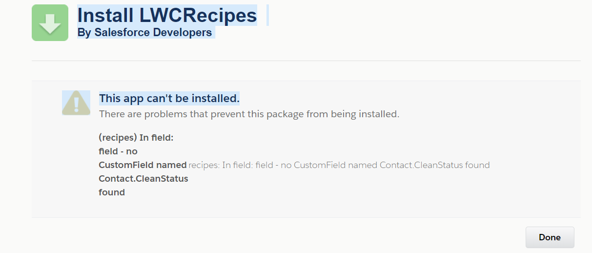When we are trying to install in to Developer edition, getting error called "no Custom Field ...