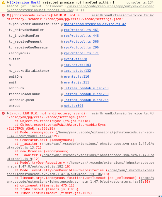Rejected Promise Not Handled Within 1 Second · Issue 465 · Johnstoncode Svn Scm · Github