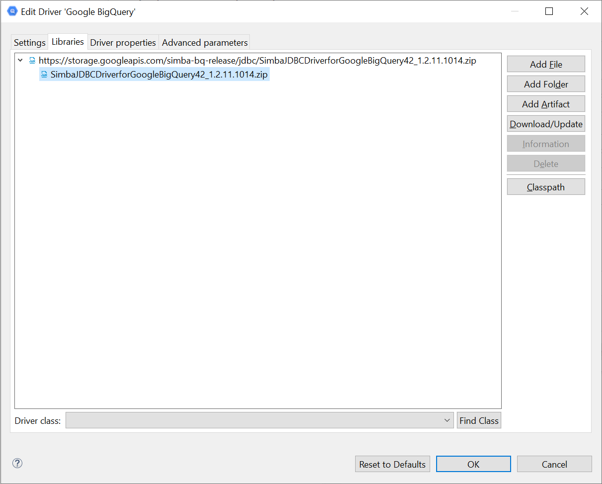 Cannot really change BigQuery driver version · Issue #11404 · dbeaver/dbeaver · GitHub