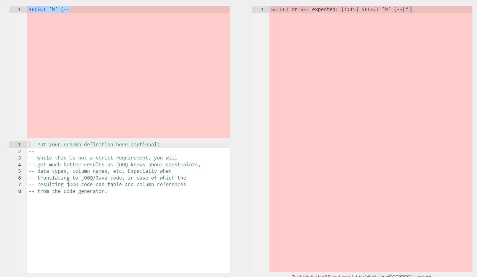 Arrayindexoutofboundsexception When Parsing Ill Formed Sql Ending With A Comment And A Semicolon