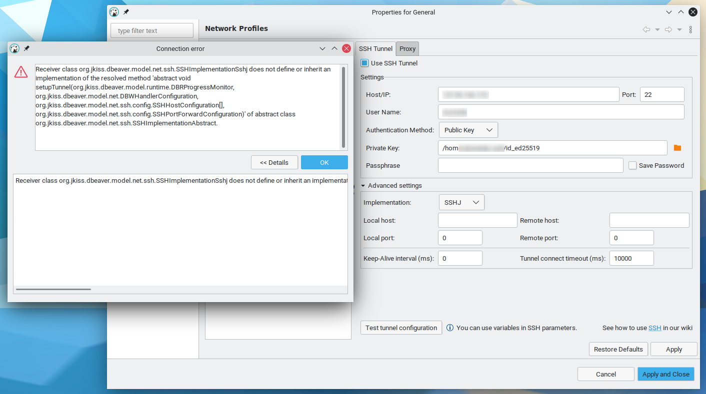 Connection error on SSHJ tunnel · Issue #13873 · dbeaver/dbeaver · GitHub