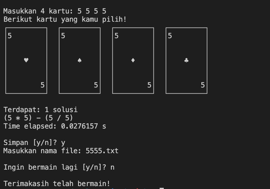 GitHub - alishalistya/24-card-solver: Tugas Kecil Kuliah IF2211 Strategi Algoritma