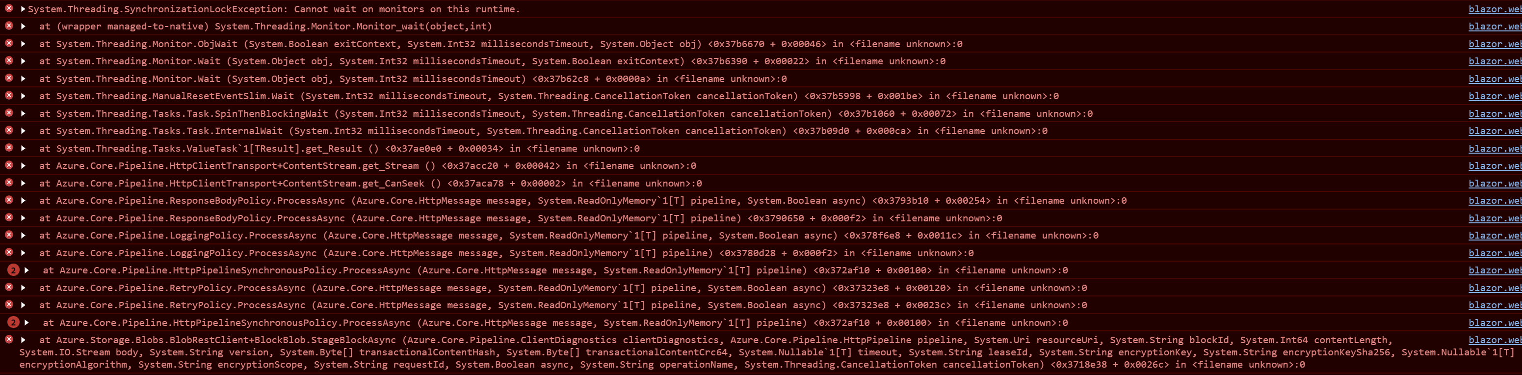 Blazor Webassembly And Azurestorageblobs Upload Freezinghanging · Issue 18852 · Dotnet