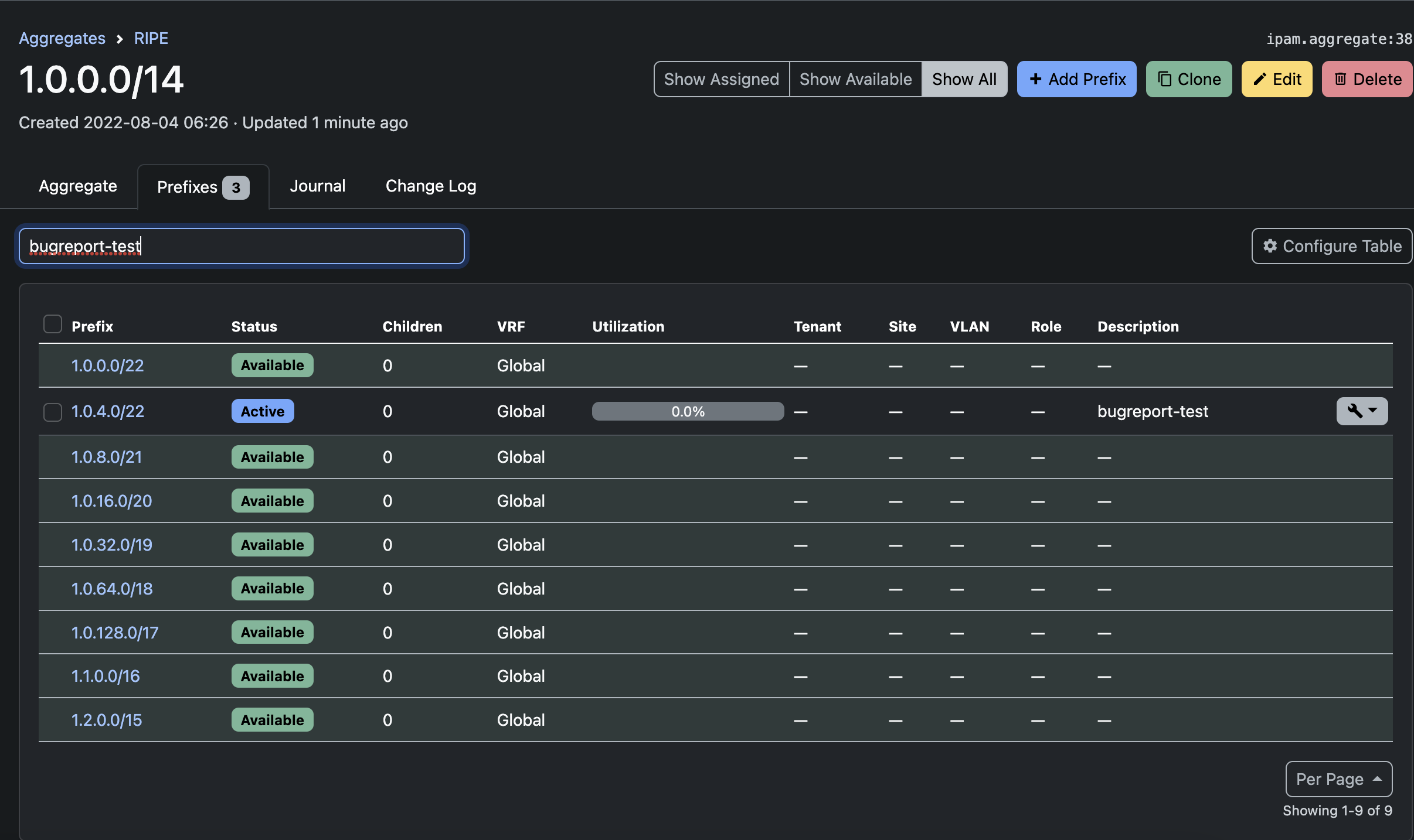 Quick Search in aggregate prefixes shows unavailable prefixes as available · Issue #9918 ...