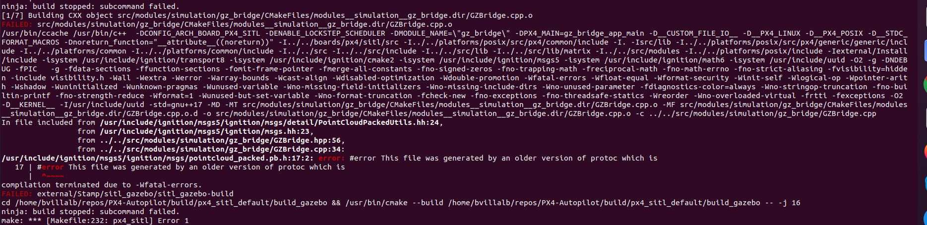 failed DONT_RUN=1 make px4_sitl_default gazebo in repo PX4-Autopilot · Issue #20606 · PX4/PX4 ...