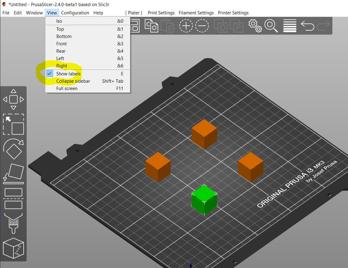 Display of object labels does not match with the "View"-menu, if "Complete individual objects ...