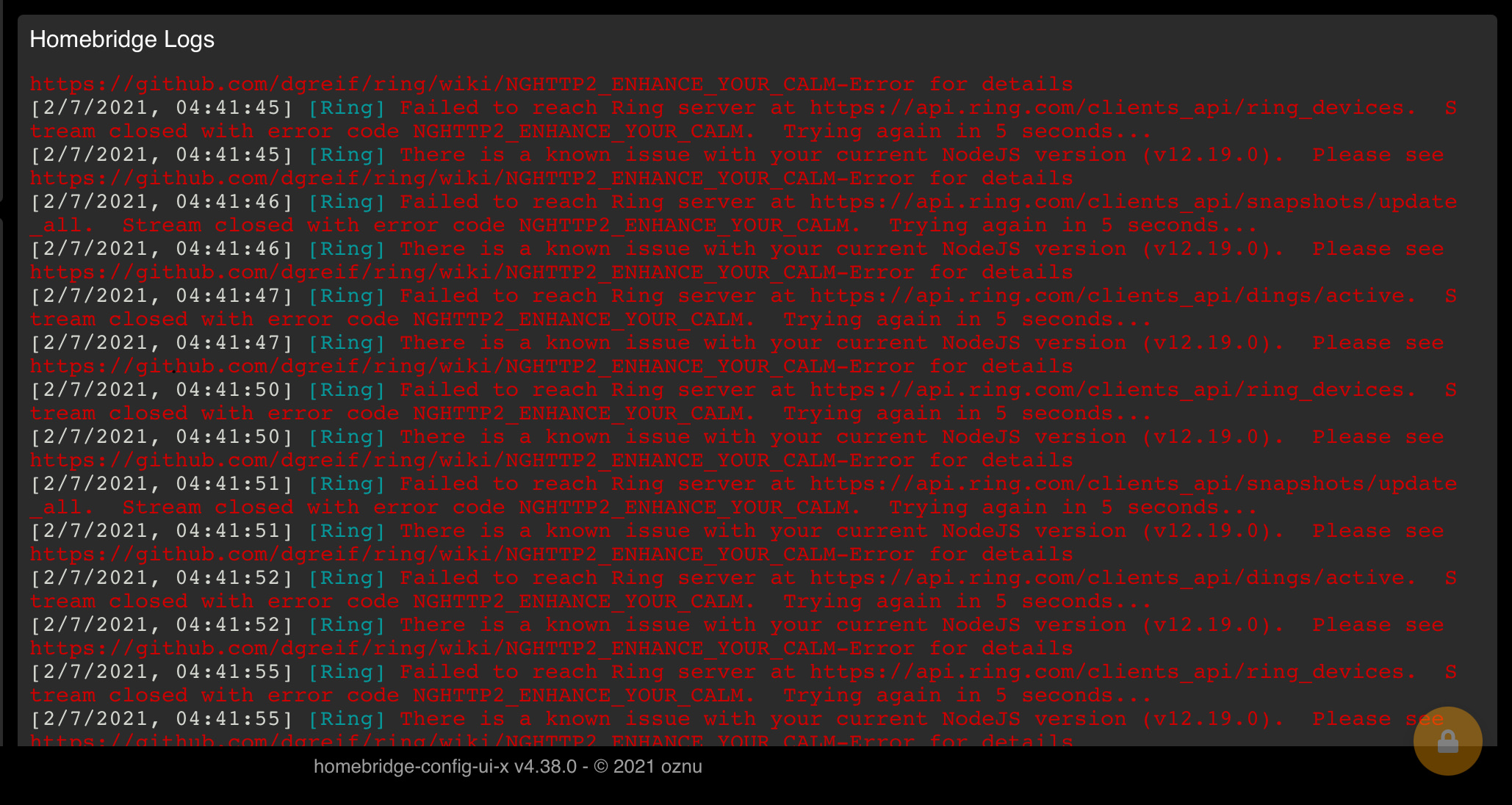 Intermittent thing happened yesterday after updating homebridge ui and adding some x10 switches ...