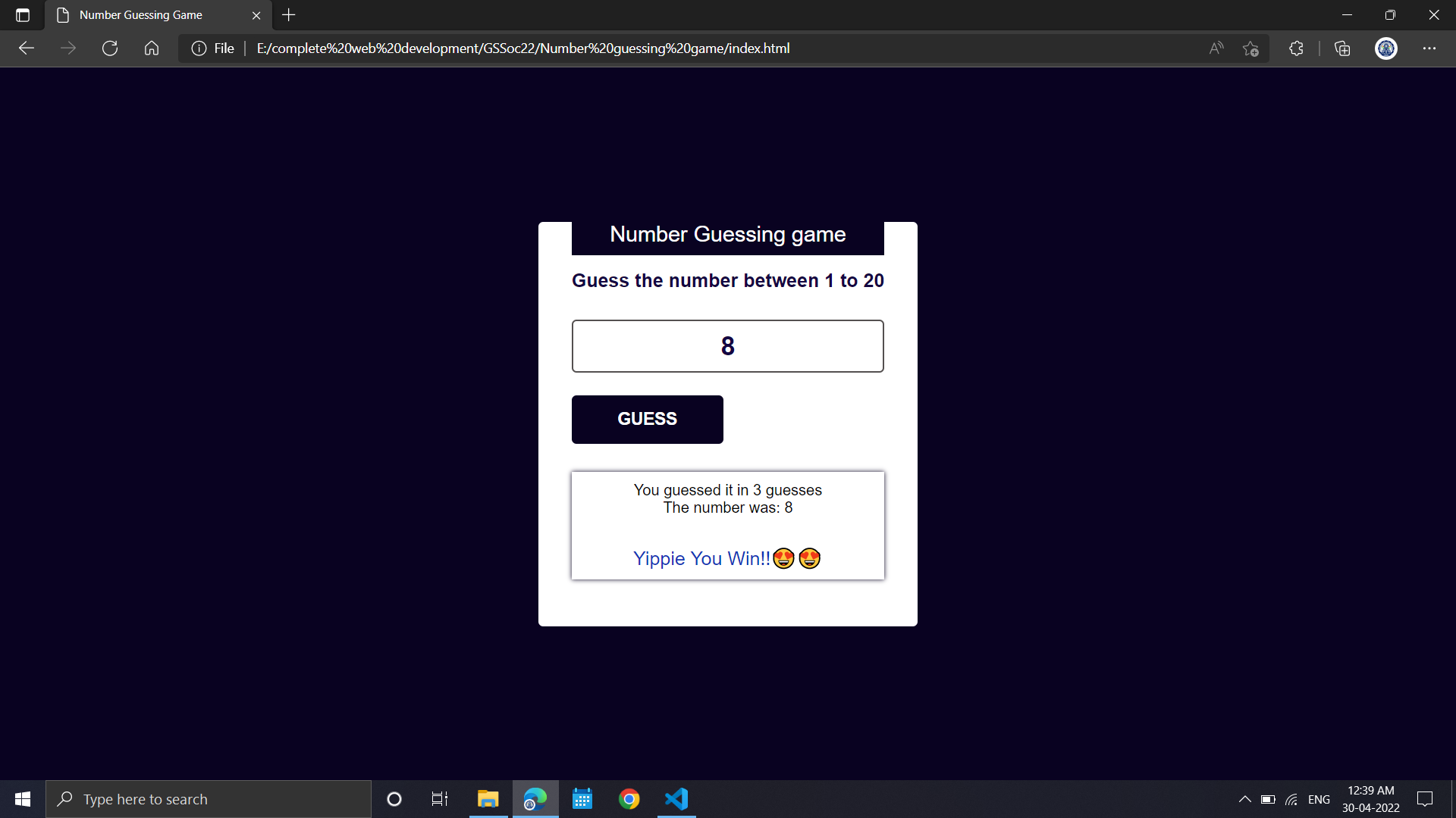 Number Guessing game · Issue #1070 · khushi-purwar/WebDev-ProjectKart ...
