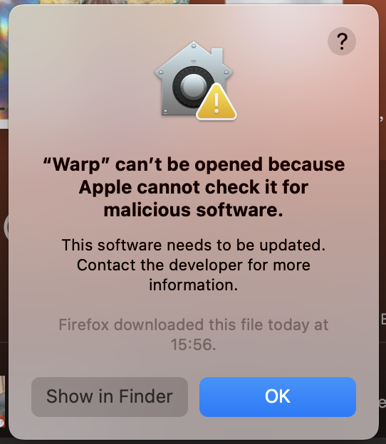 Warp doesn't open in mac · Issue #1548 · warpdotdev/Warp · GitHub