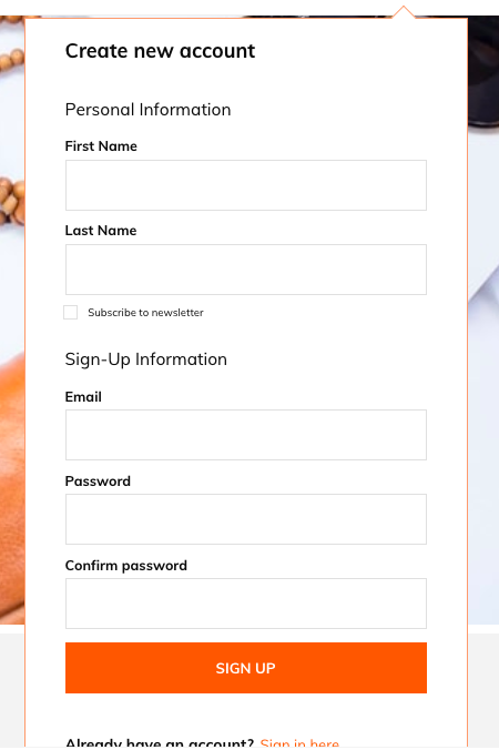 The checkbox 'Subscribe to newsletter' is shifted in create new account ...