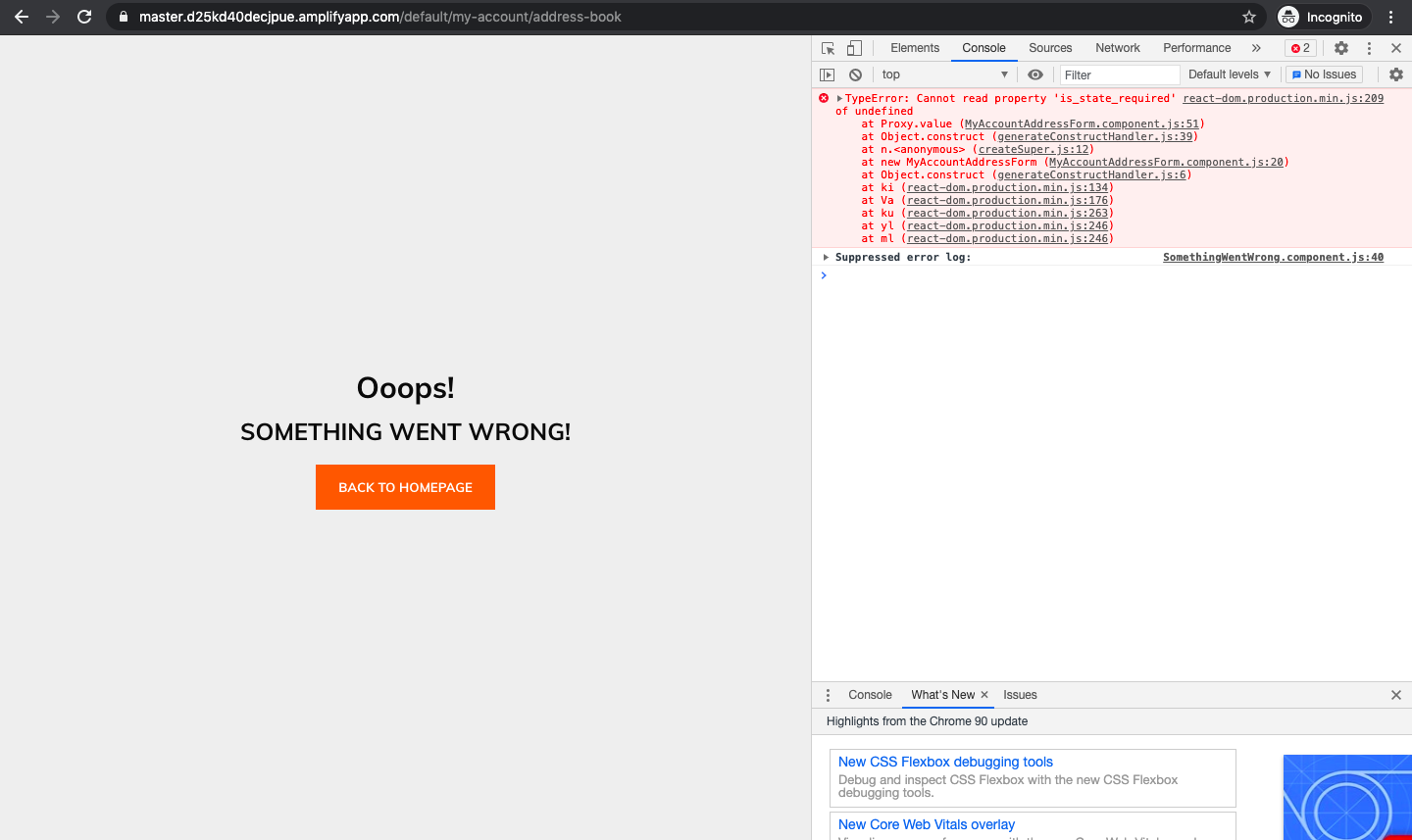 Ooops page opens when opening Edit address form in my account if this ...