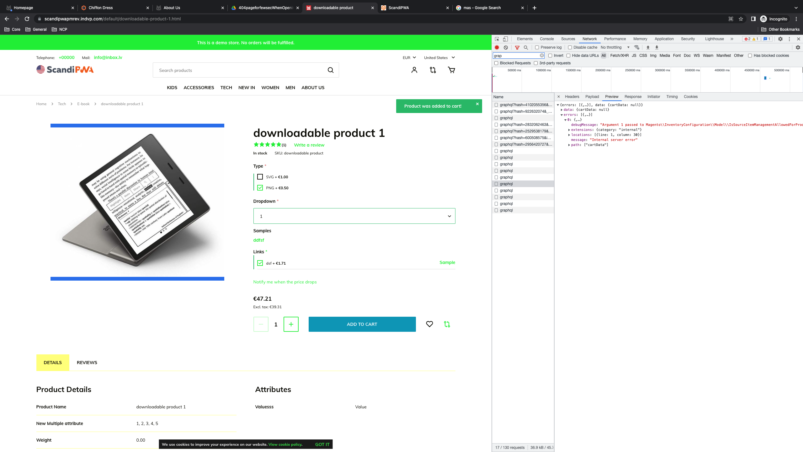 Product with specific customizable options isn't added to cart but user ...