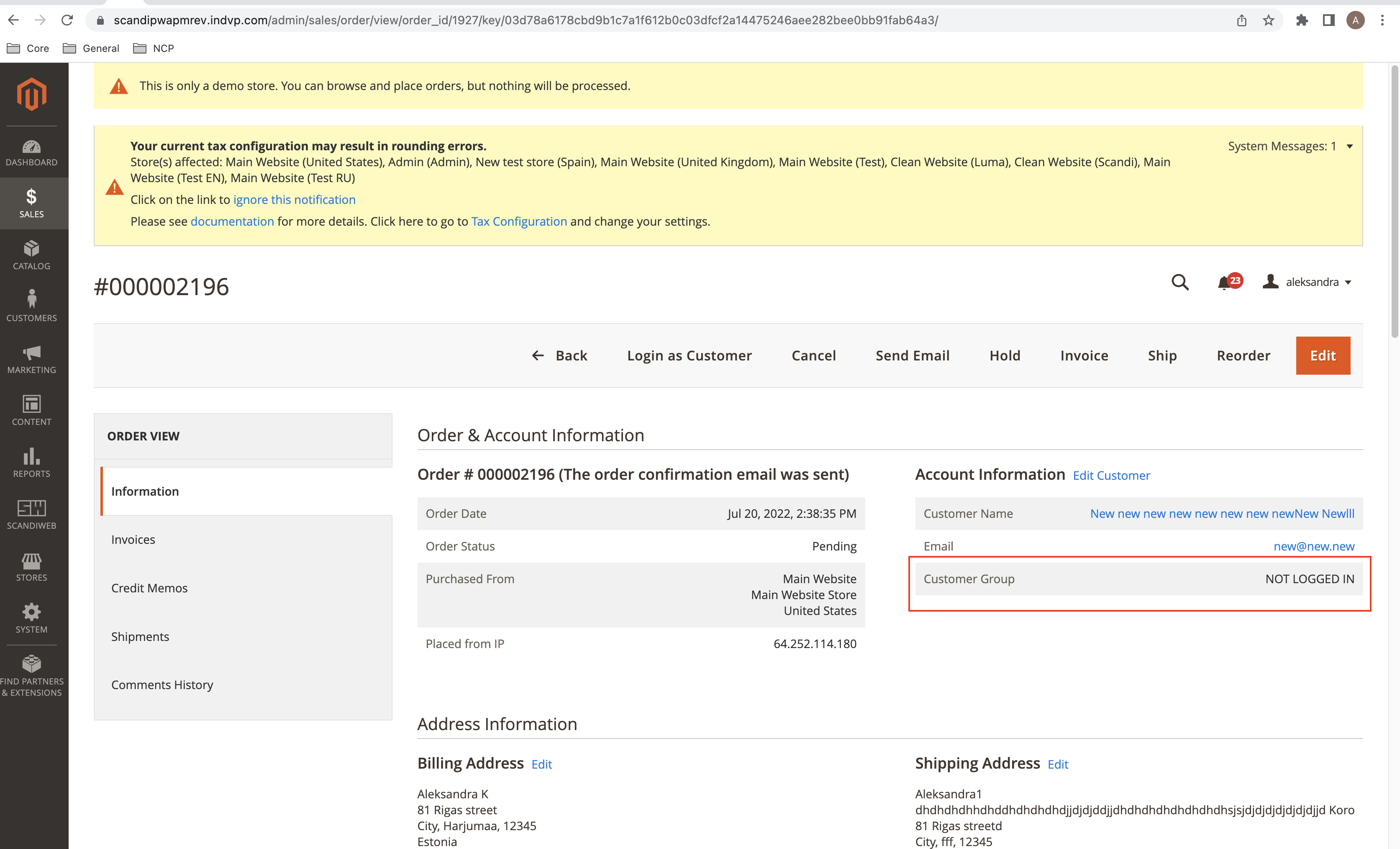 Specific Customer Excluded From Customer Group After Complete Order · Issue 5058 · Scandipwa 