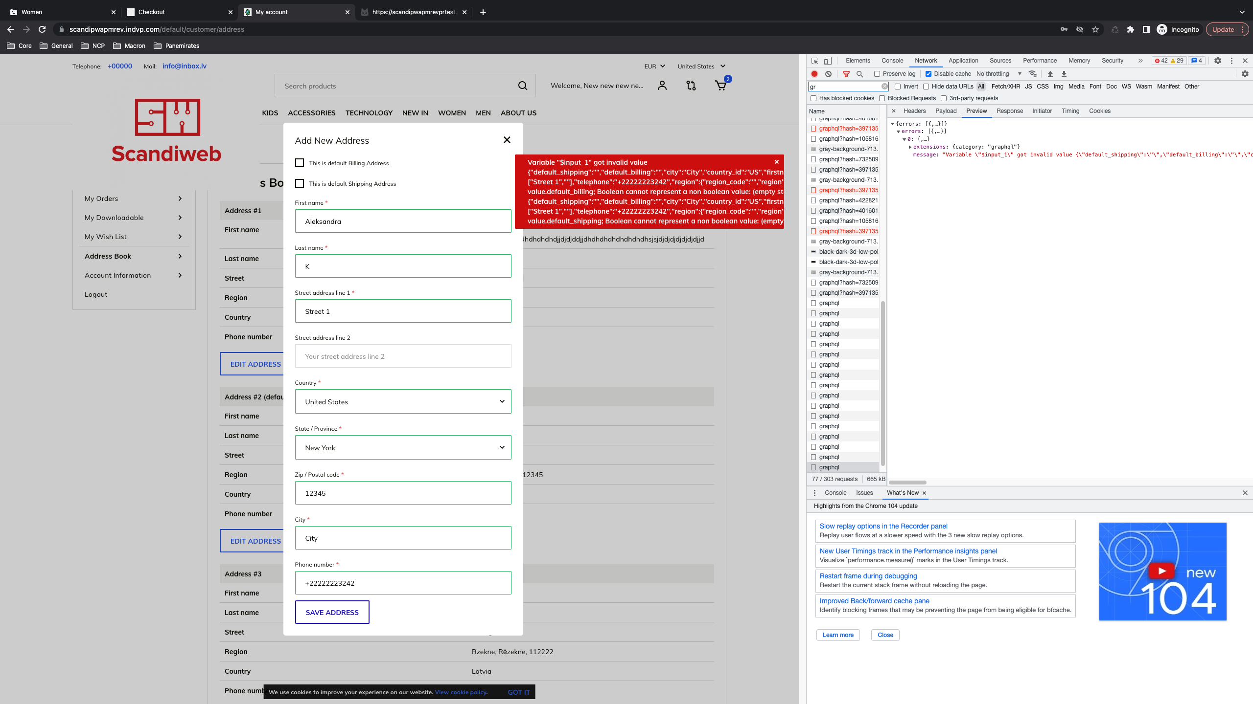 Can't save and edit address in my account · Issue #5243 · scandipwa ...