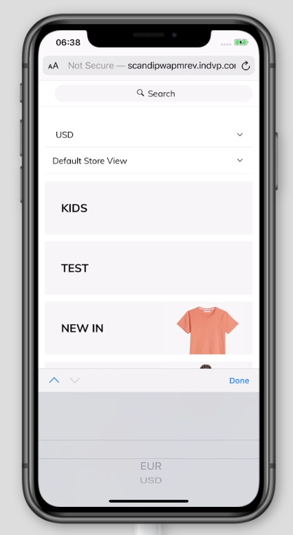 Mobile: 'Select currency' option is displayed in the currency dropdown ...