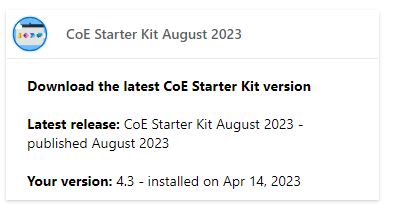 [CoE Starter Kit - Feature]: COEADmin Command Center- Version Notification · Issue #6260 ...