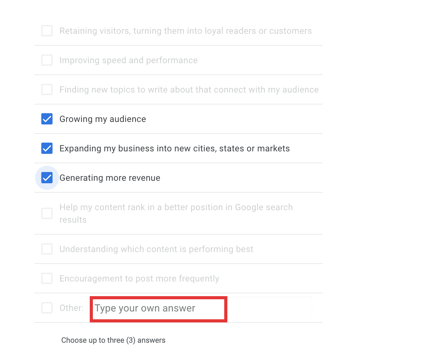 Add placeholder to all "Other" text input fields in user input flow · Issue #2993 · google/site ...