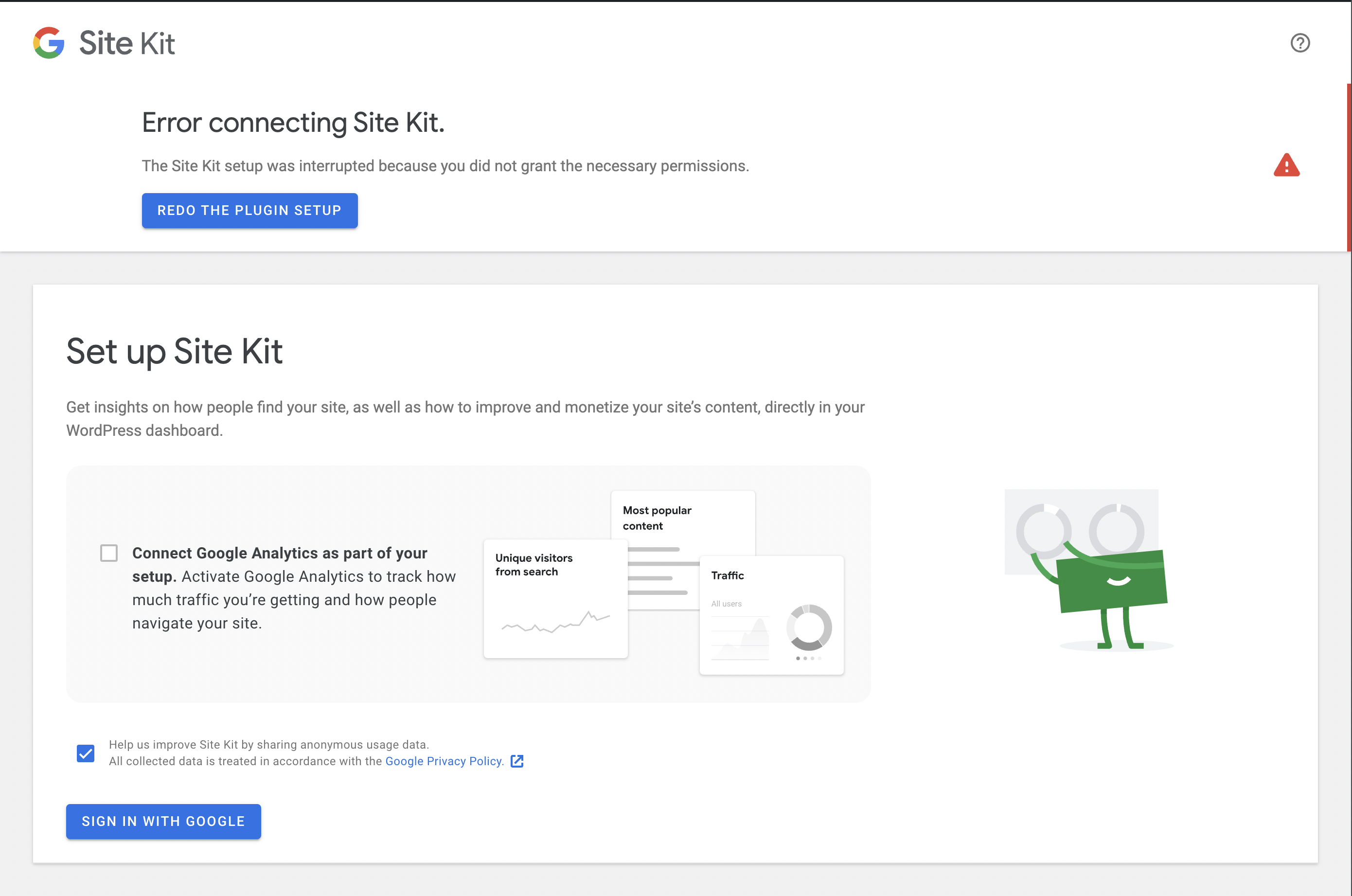 UX/UI improvement when cancelling setup on Google authorisation page · Issue #3160 · google/site ...