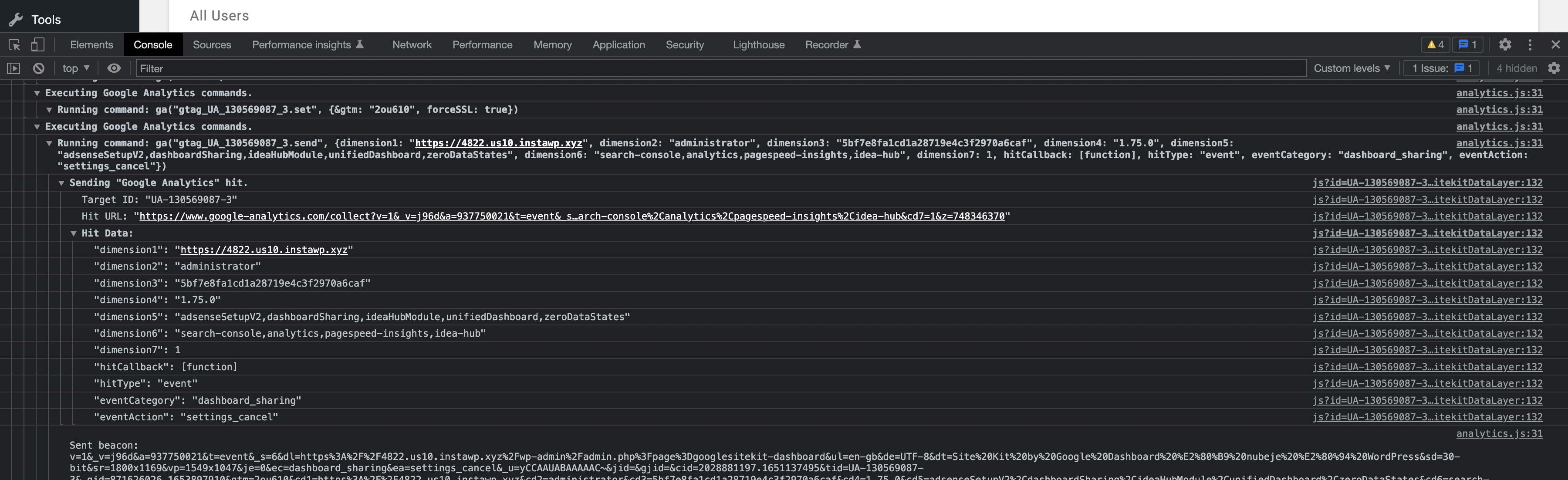 Implement dashboard sharing modal GA events for dashboard sharing ...