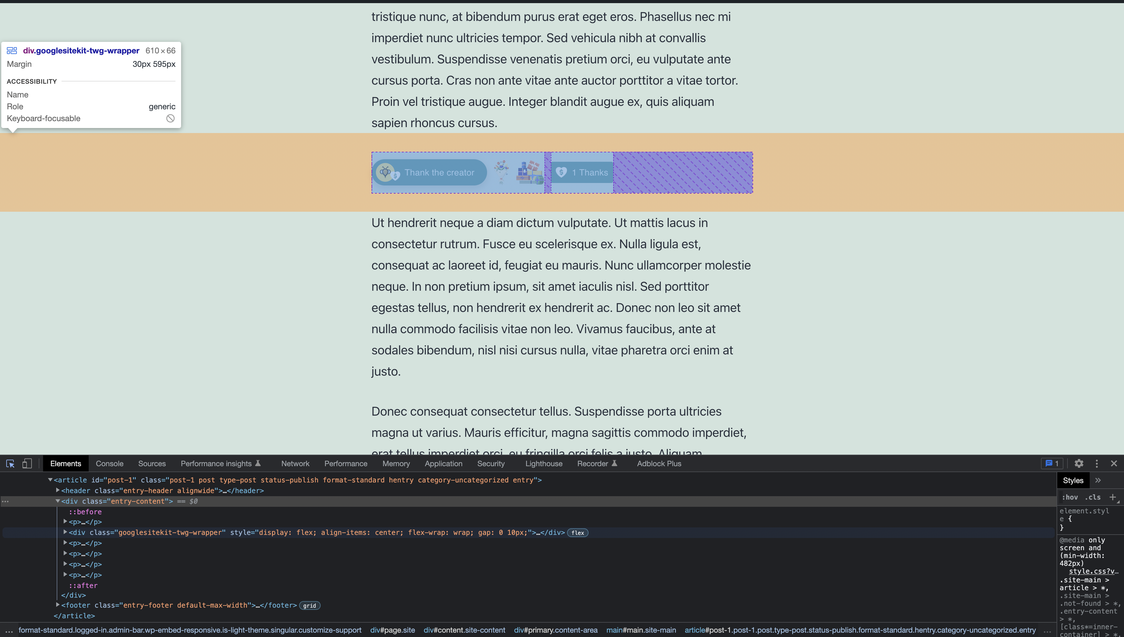 No spacing between TwG CTA button and counter · Issue #5744 · google/site-kit-wp · GitHub