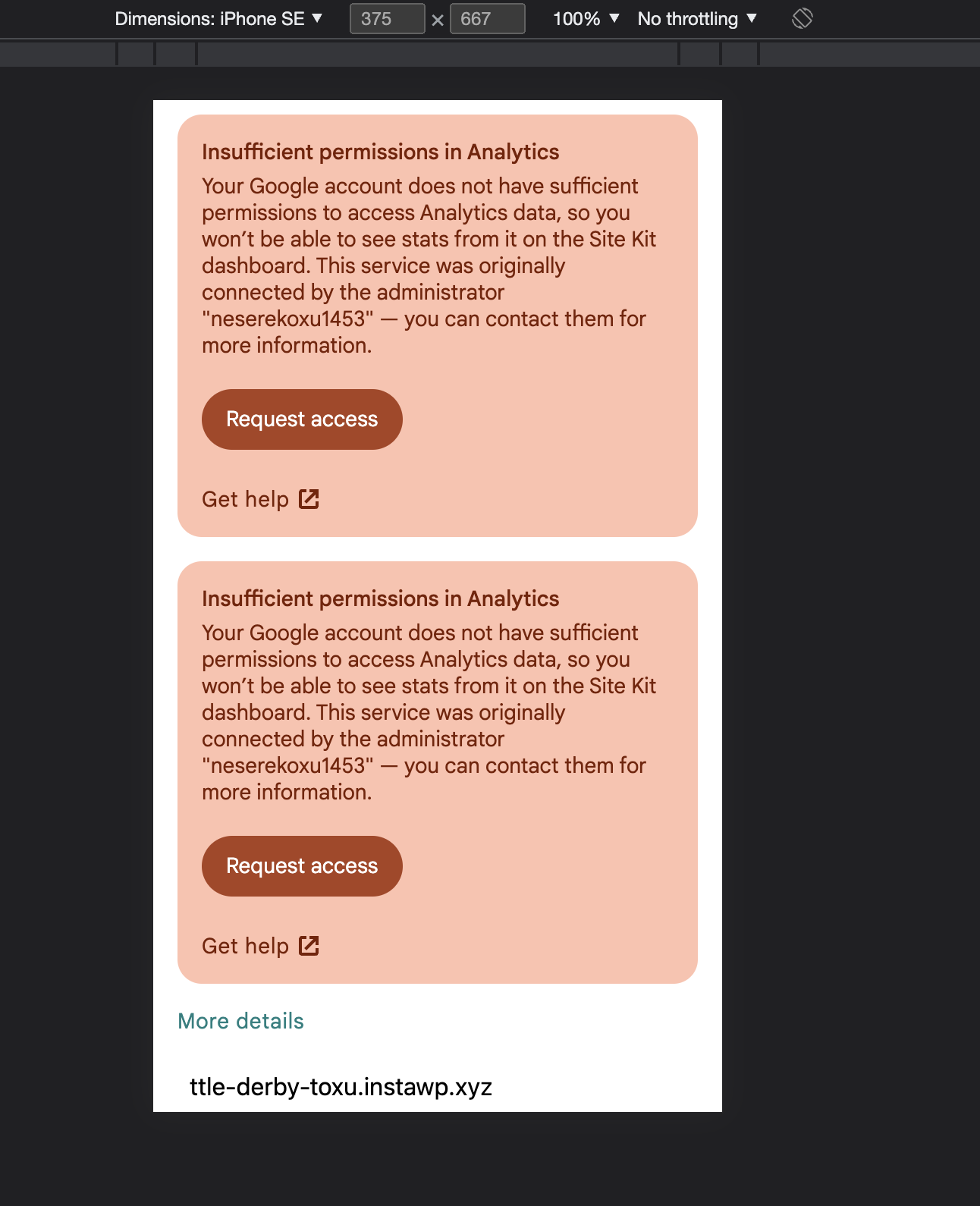 Styling Issues on Insufficient Permissions Message within Site Kit Admin toolbar · Issue #6283 ...