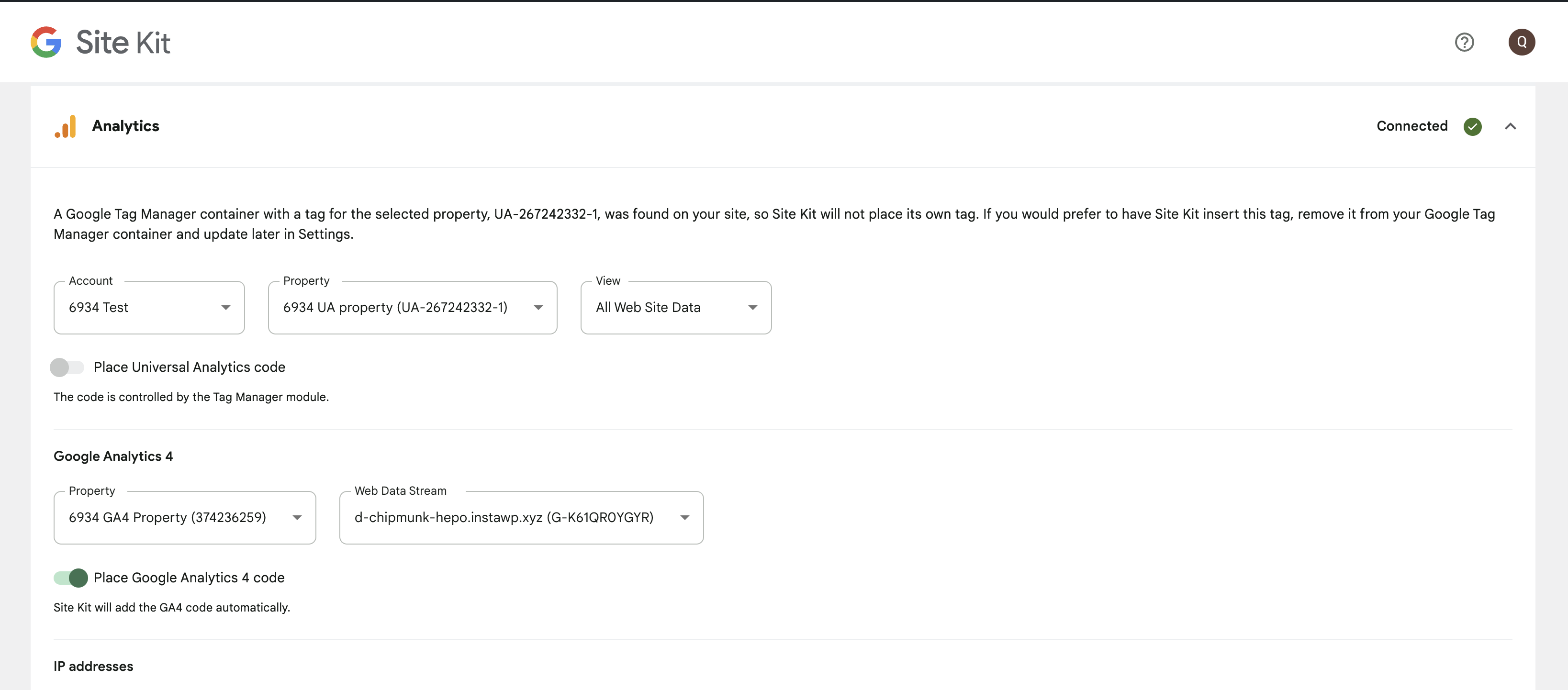 Update placement and display of existing GTM property notices in GA setup + settings views ...