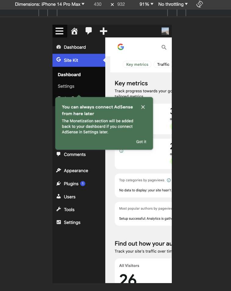 Admin menu tooltip does not work properly on mobile as of WP 6.4 · Issue #7738 · google/site-kit ...