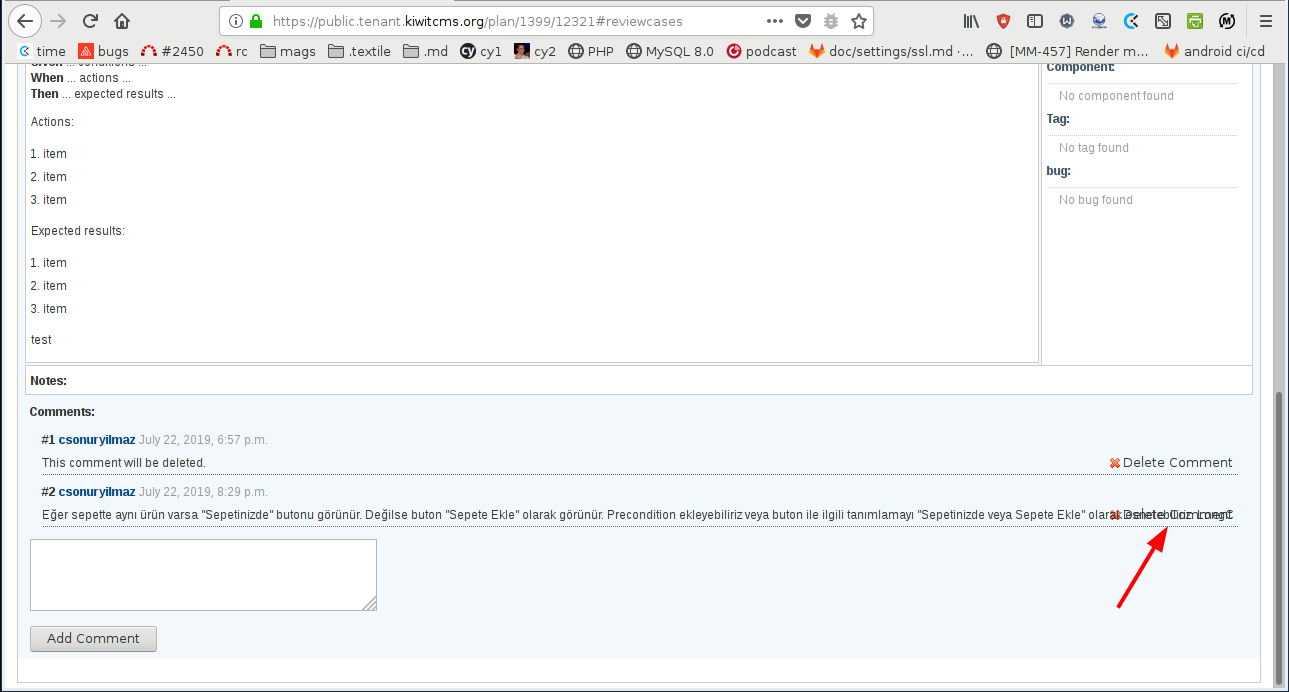"delete comment" button unclickable when text is long enough · Issue #1013 · kiwitcms/Kiwi · GitHub