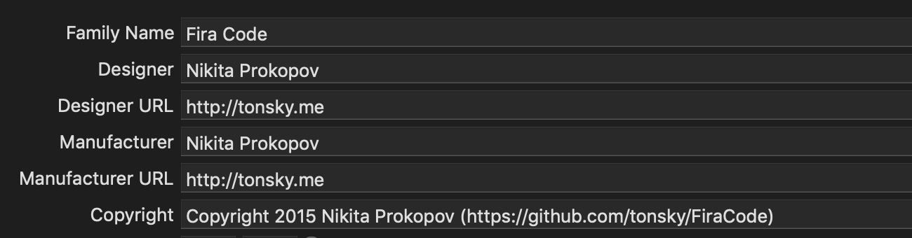 Update designer & copyright info · Issue #733 · tonsky/FiraCode · GitHub