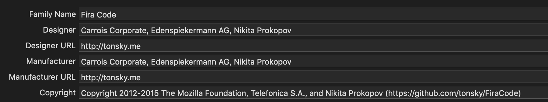 Update designer & copyright info · Issue #733 · tonsky/FiraCode · GitHub