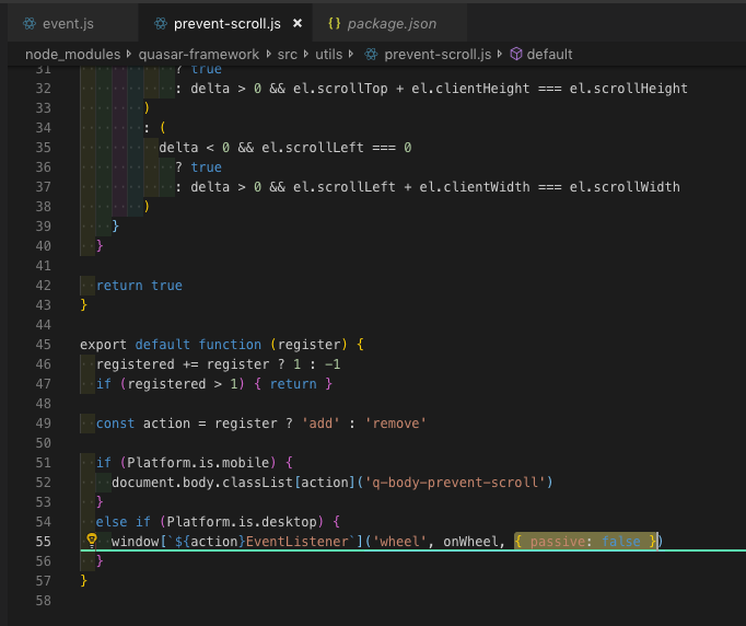 [quasar v0.17.23] [google chrome v73], mouse scroll event warning · Issue #3696 ...