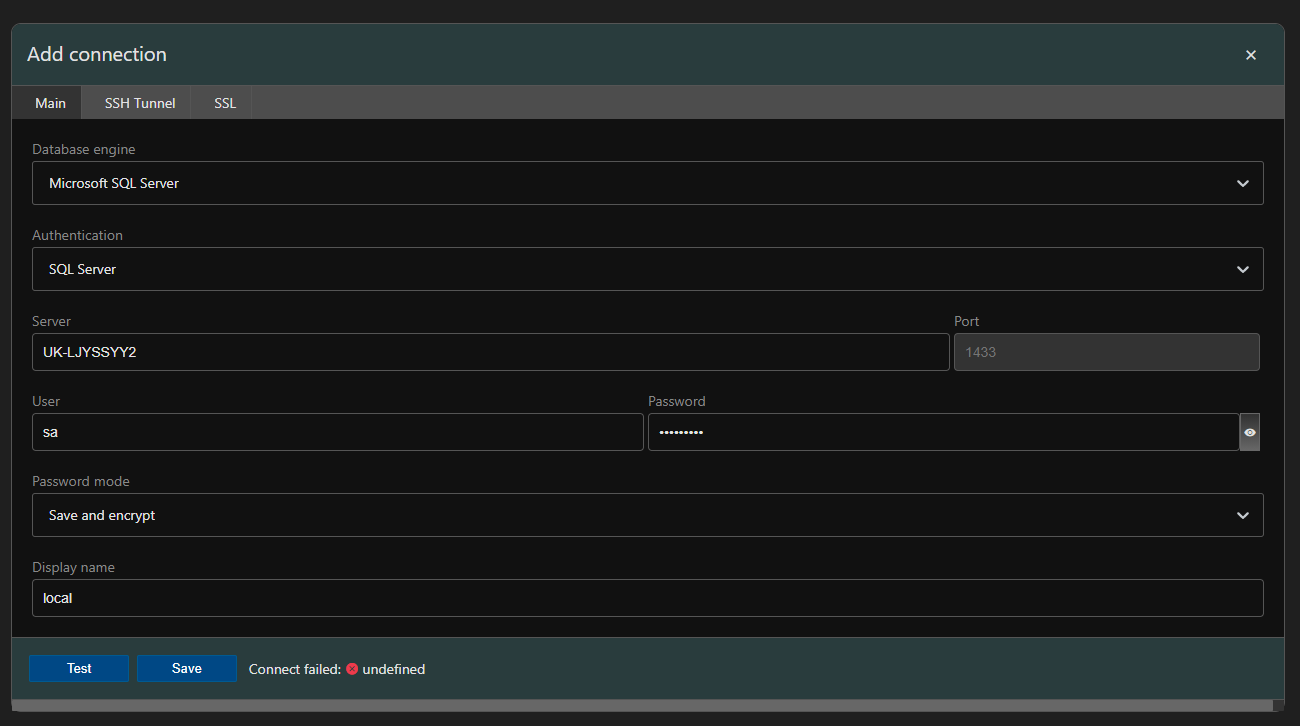 Bug Undefined Error When Connectiong To Sql Server · Issue 103 · Dbgatedbgate · Github