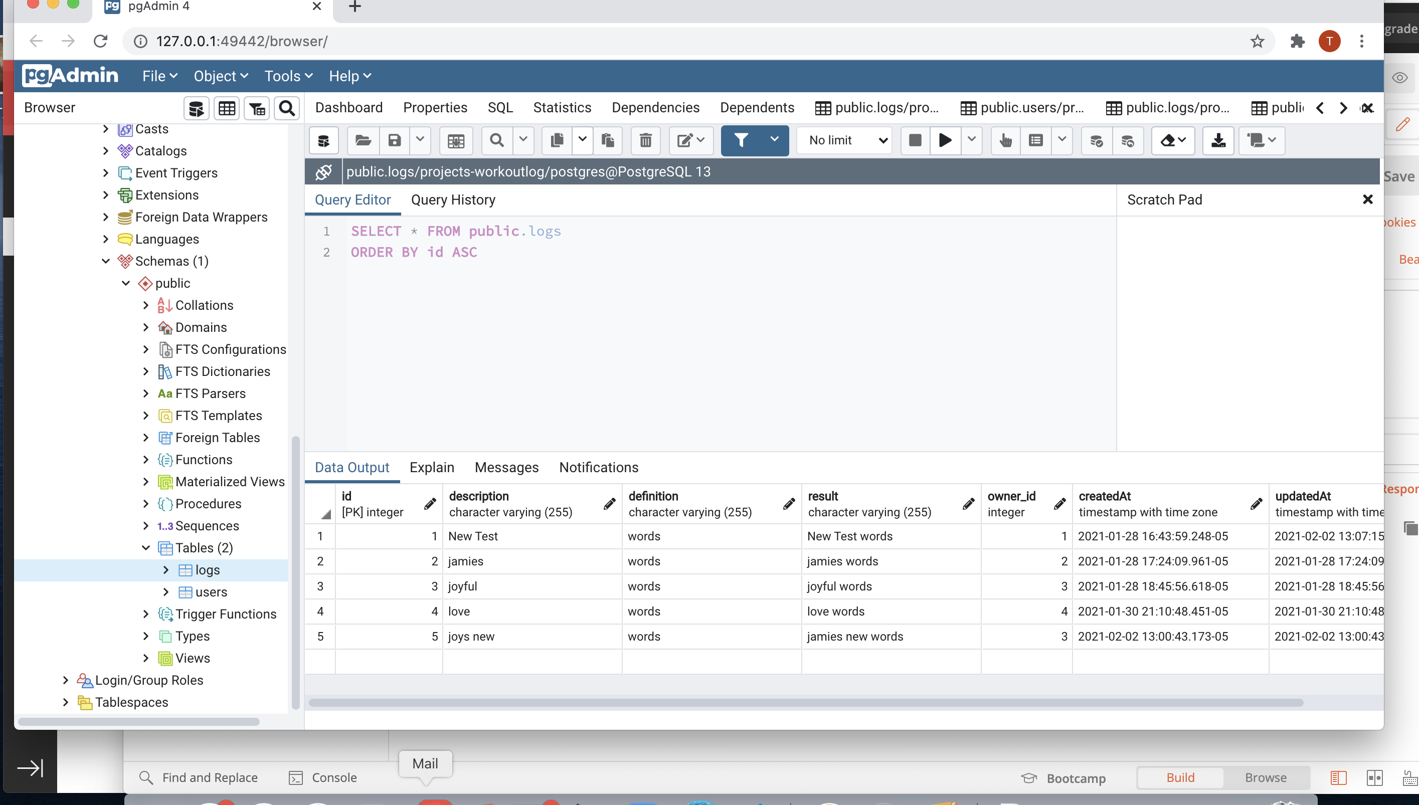 GitHub - teaywilliams/workoutlogserver