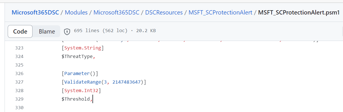SCProtectionAlert enforces Threshold param · Issue #3347 · microsoft/Microsoft365DSC · GitHub