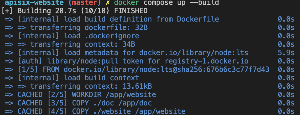 [Docs]: 'docs' not found when use docker · Issue #1377 · apache/apisix-website · GitHub