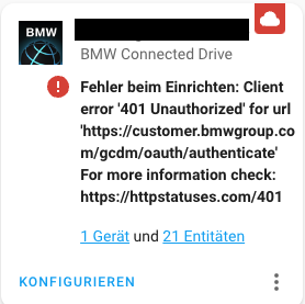 BMW Connected Drive: 401 Unauthorized · Issue #92318 · home-assistant/core · GitHub