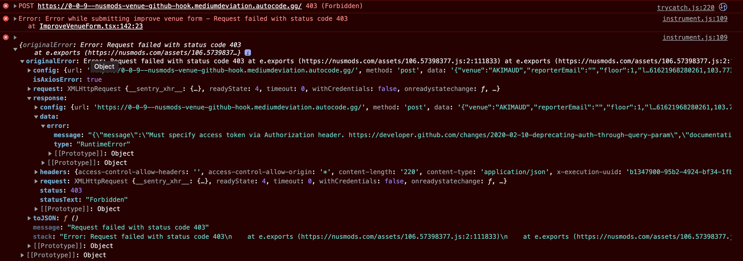 Submitting a venue mapping suggestion leads to failure. · Issue #3412 · nusmodifications/nusmods ...