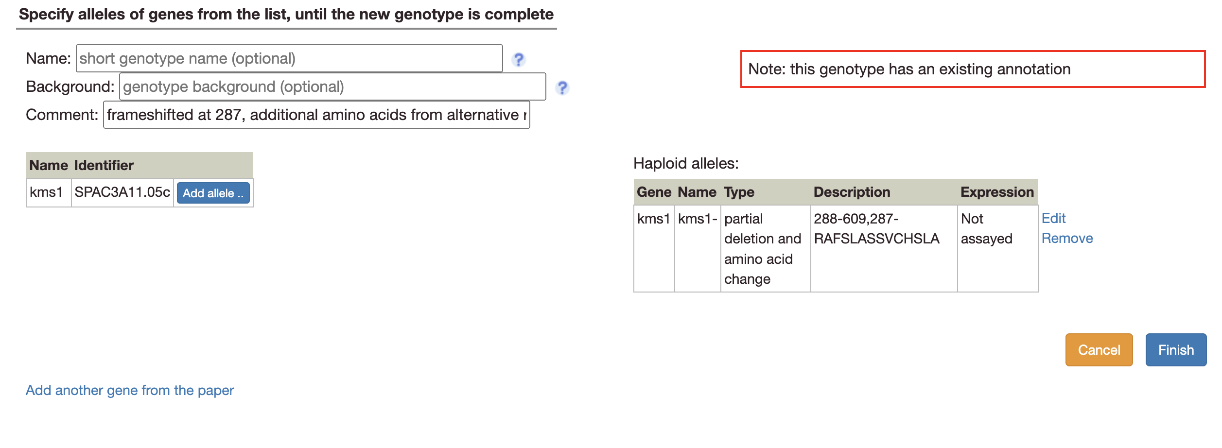 Frameshift alleles, how to standardize? · Issue #3311 · pombase/curation · GitHub