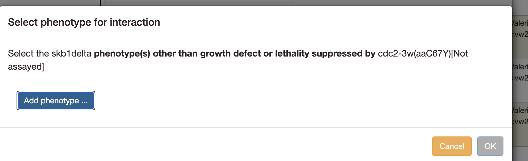 appropriate existing phenotype is not displayed · Issue #2636 · pombase/canto · GitHub