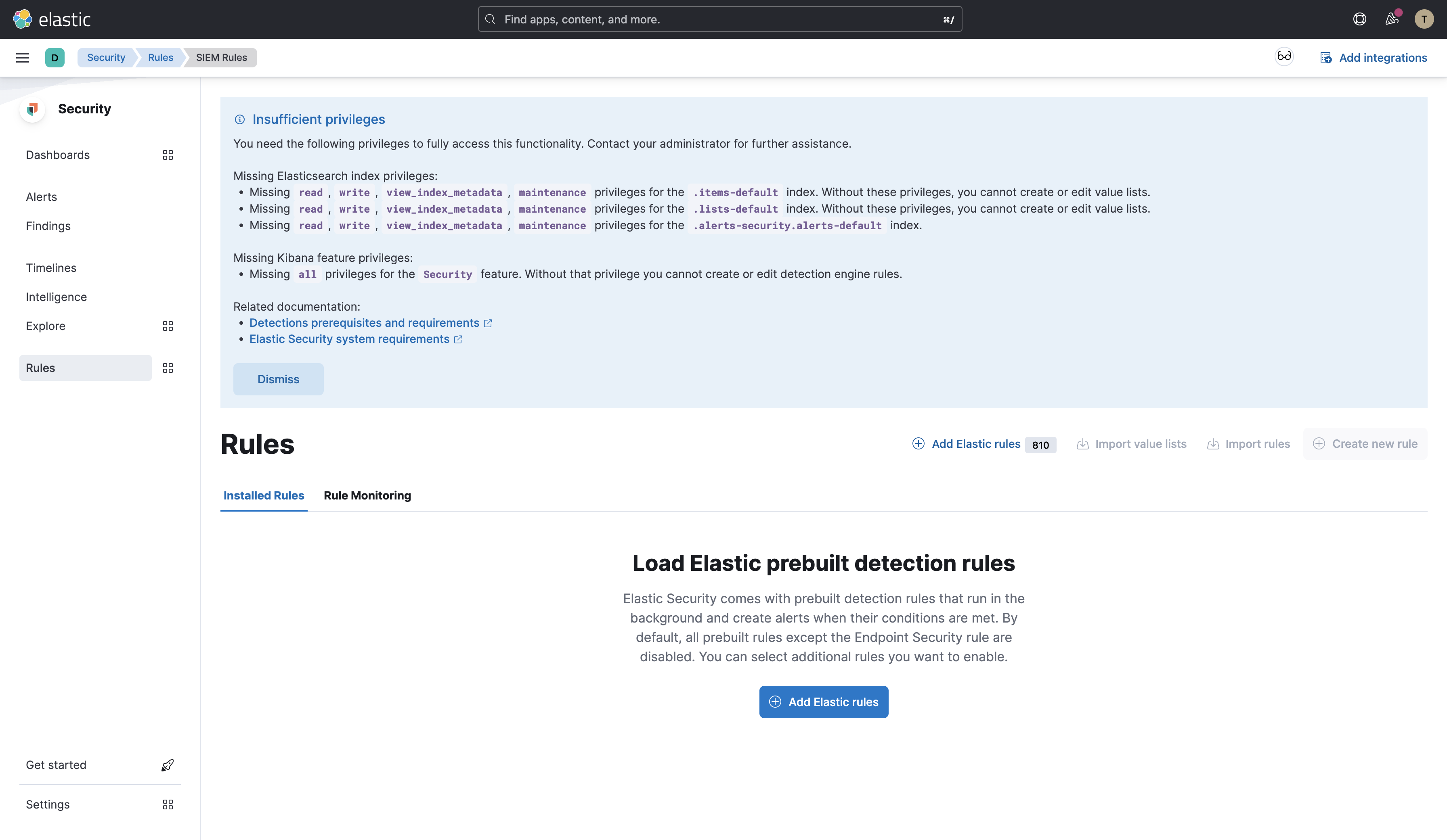[Security Solution] User with Security: Read privileges can install and upgrade prebuilt rules ...