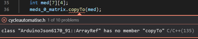 Copy JsonArray to 2D intArray · Issue #1422 · bblanchon/ArduinoJson · GitHub