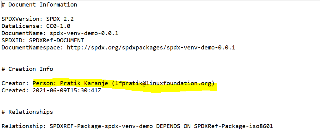 Python - venv - SBOM tool name and version should be displayed for Creator field · Issue #42 ...
