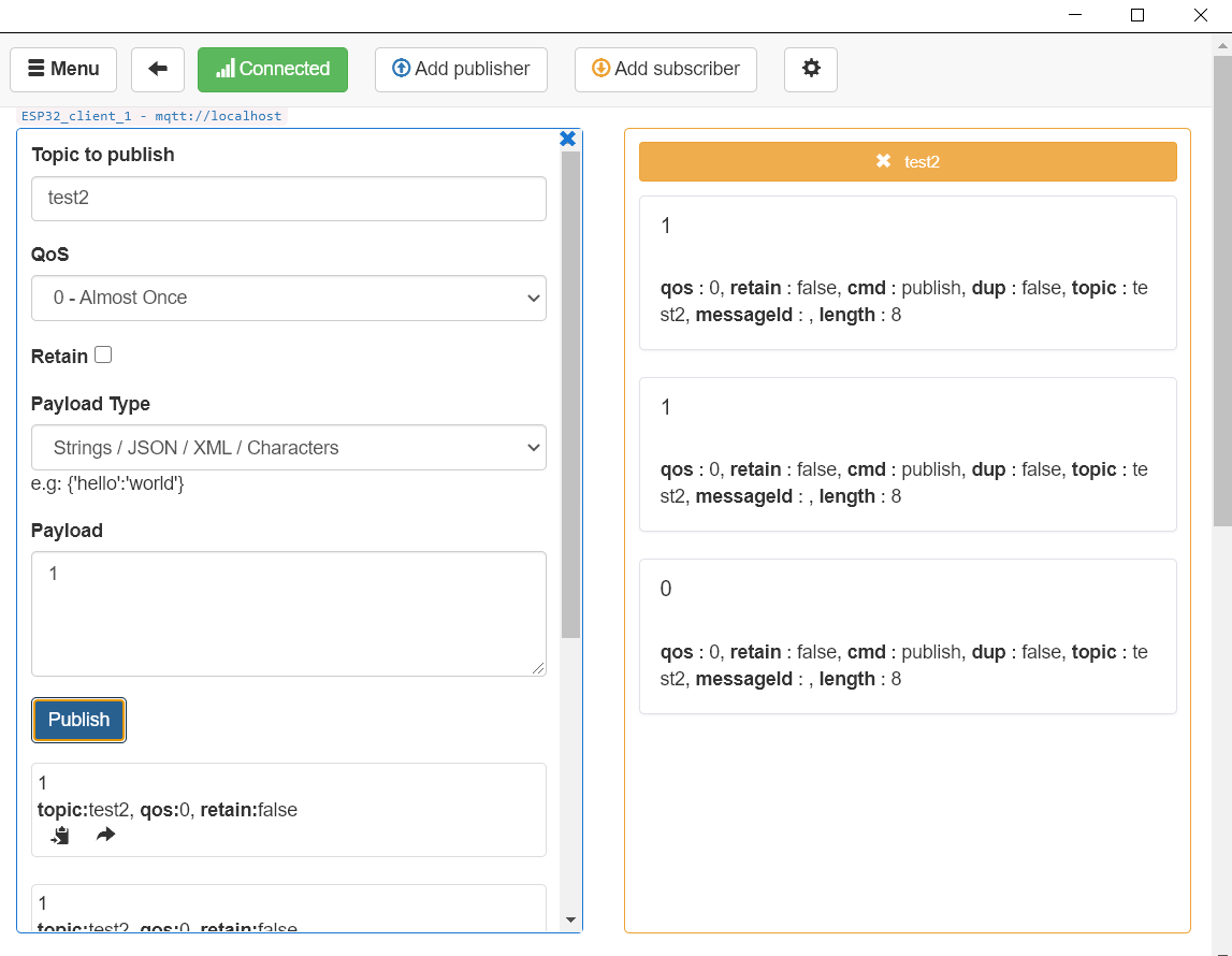 ESP32 Example Sketch with MQTTBox - Should this toggle the built-in LED ...