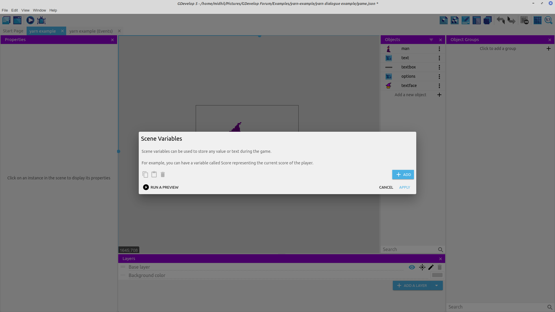 RPG-dialogue tree example · Issue #2287 · 4ian/GDevelop · GitHub