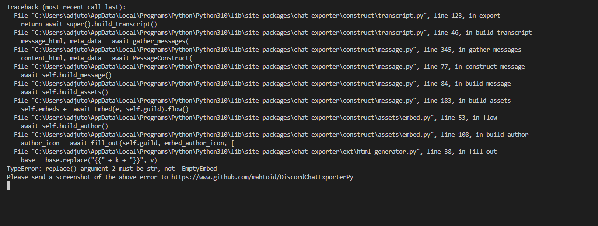 nextcord 2.0 embed issue on chat-exporter 2.3 · Issue #67 · mahtoid/DiscordChatExporterPy · GitHub