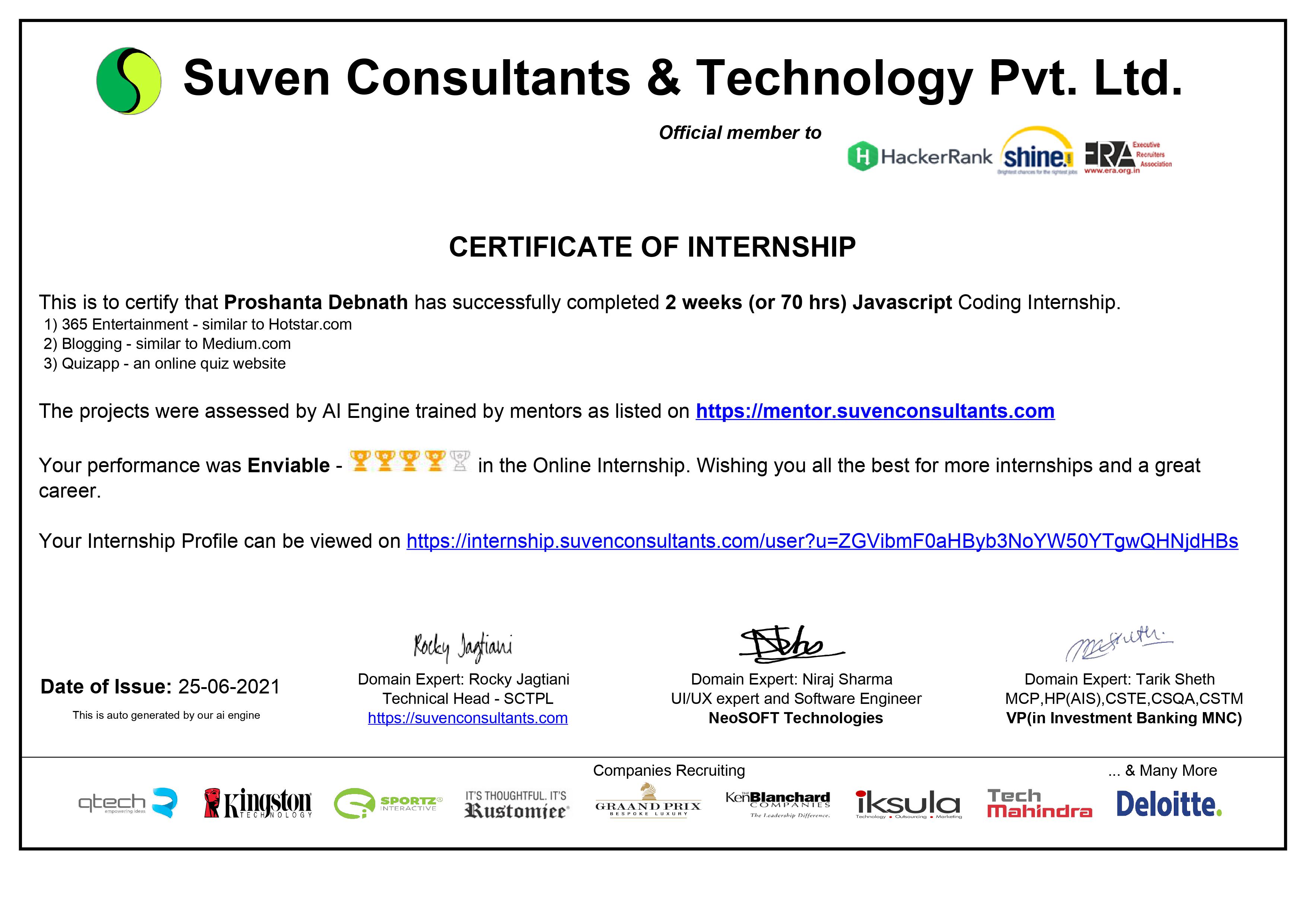 GitHub - ProshantaDebnath/Internship---Suven-Consultants---Technology-Pvt.-Ltd